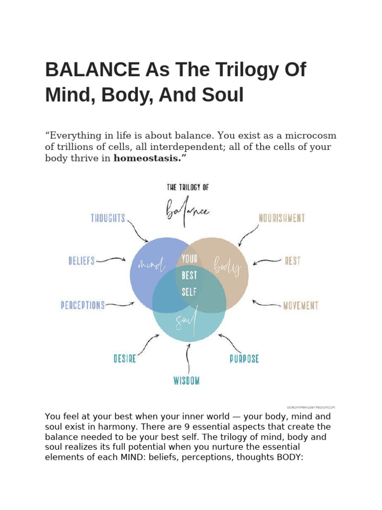 Balance Is Thetrilogy of Mind, Body and Soul | PDF | Soul | Mind