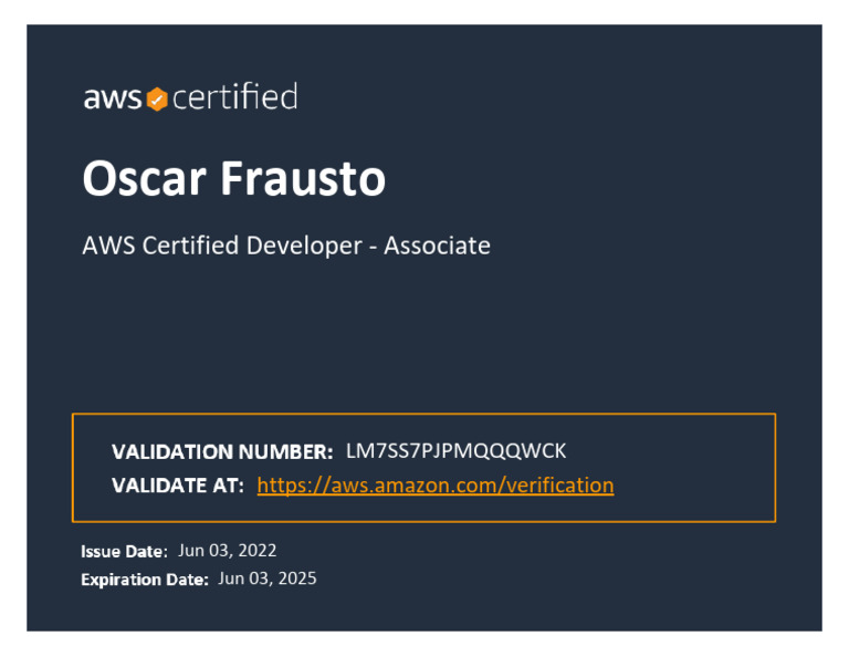 AWS Certified Developer - Associate Certificate | PDF