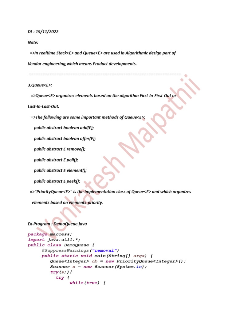 Class Running Notes From 15th To 19th Nov | PDF | Method (Computer ...