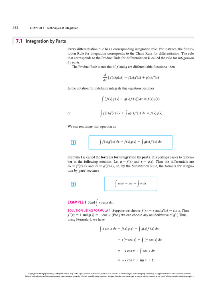Stewart (Integration by Parts) | PDF