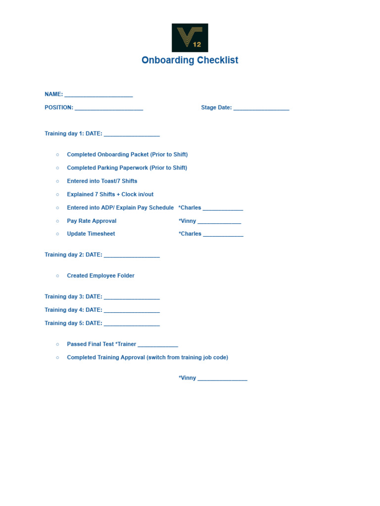 Onboarding Checklist | PDF