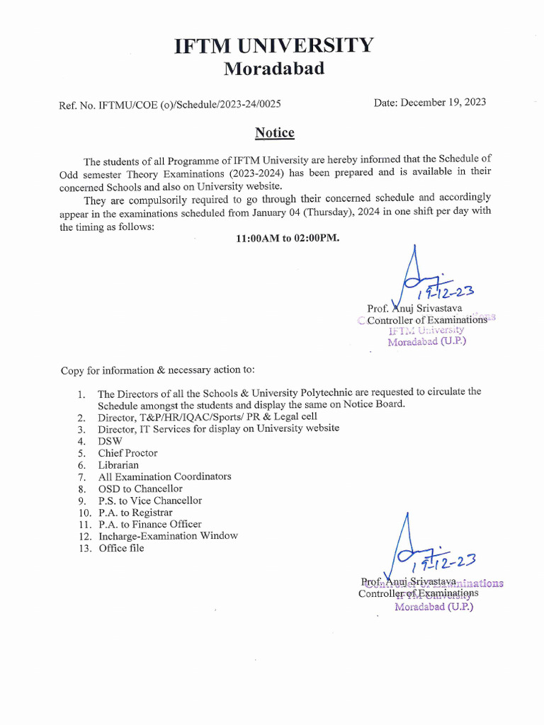 Exam 2023-24 ODD | PDF