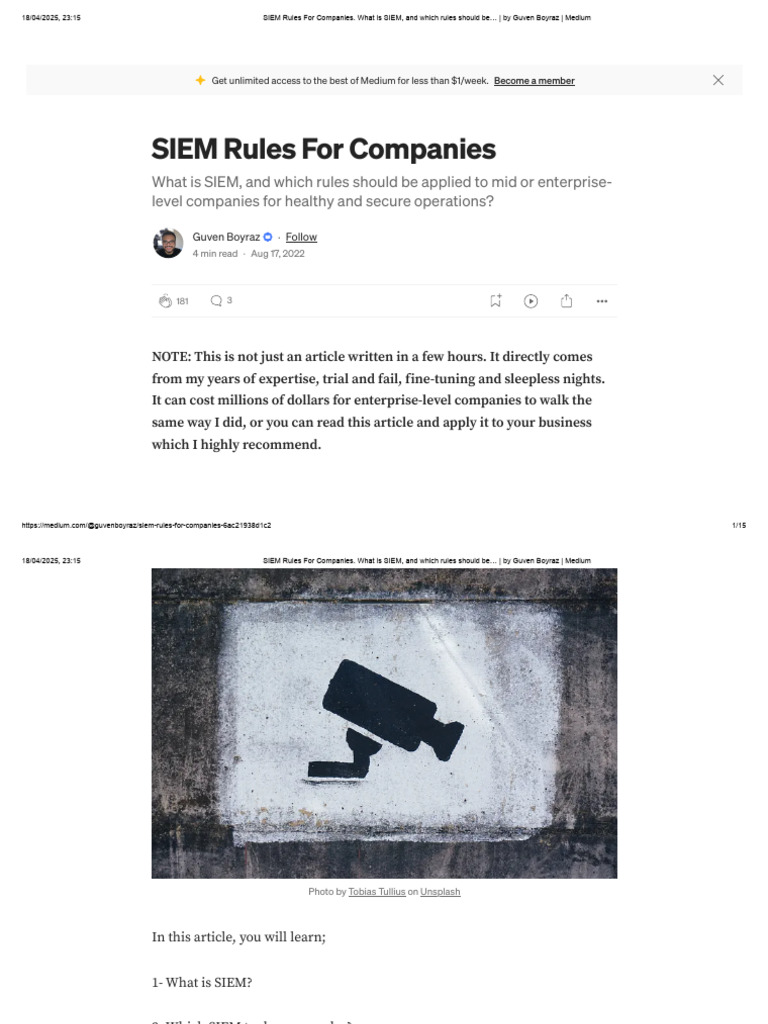 SIEM Rules For Companies. What is SIEM, and which rules should be… _ by Guven Boyraz _ Medium ...