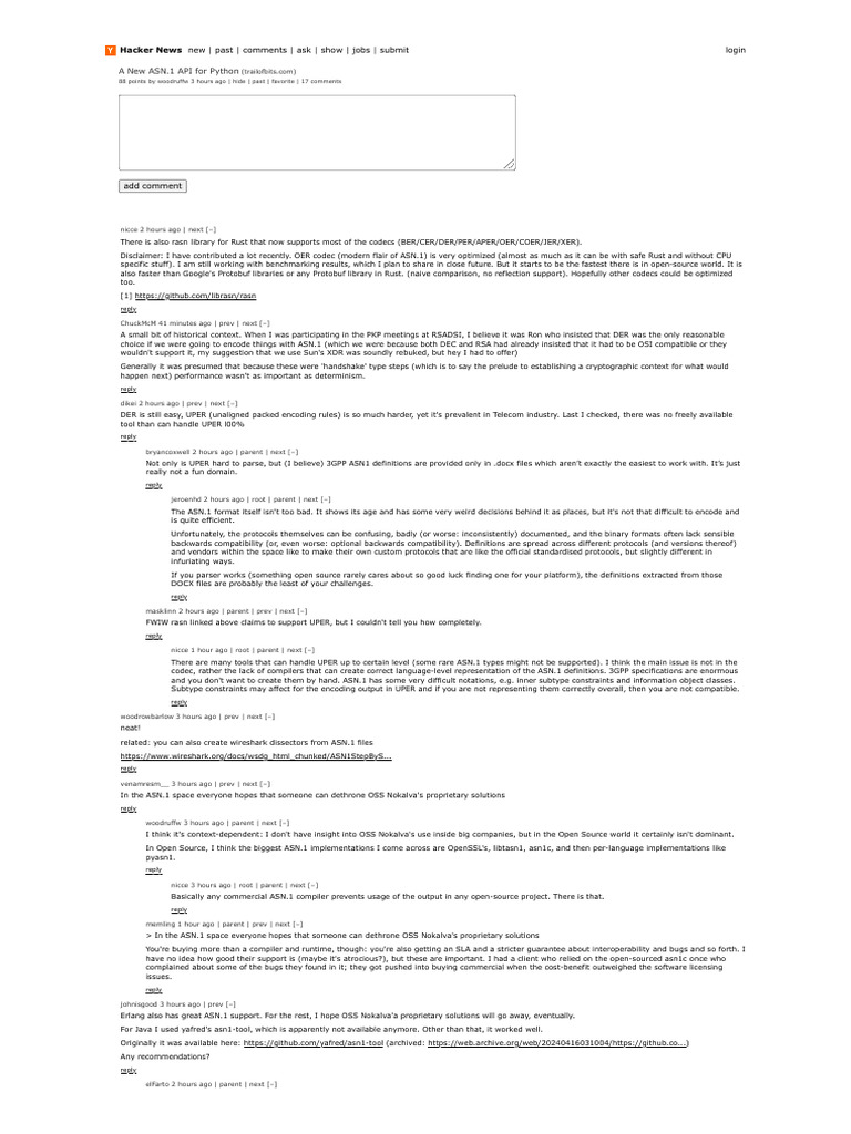 A New Asn1 Api For Python Hacker News Pdf Computing Computer Programming