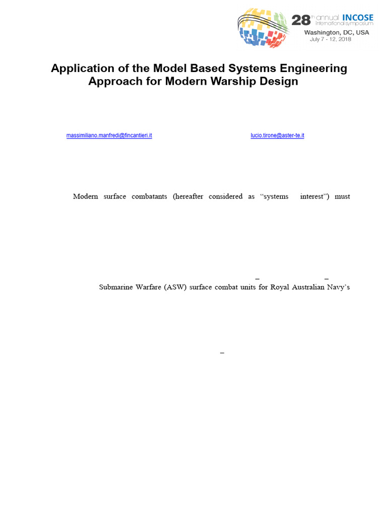 Application of The Model Based Systems Engineering Approach For Modern ...