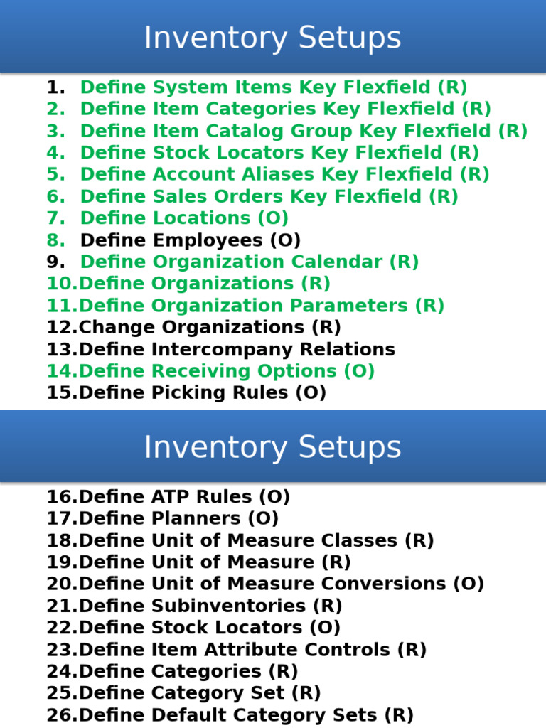 Oracle Inventory Setups | PDF | Forecasting | Inventory