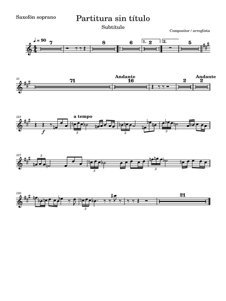 Partitura para Saxofone Soprano | PDF