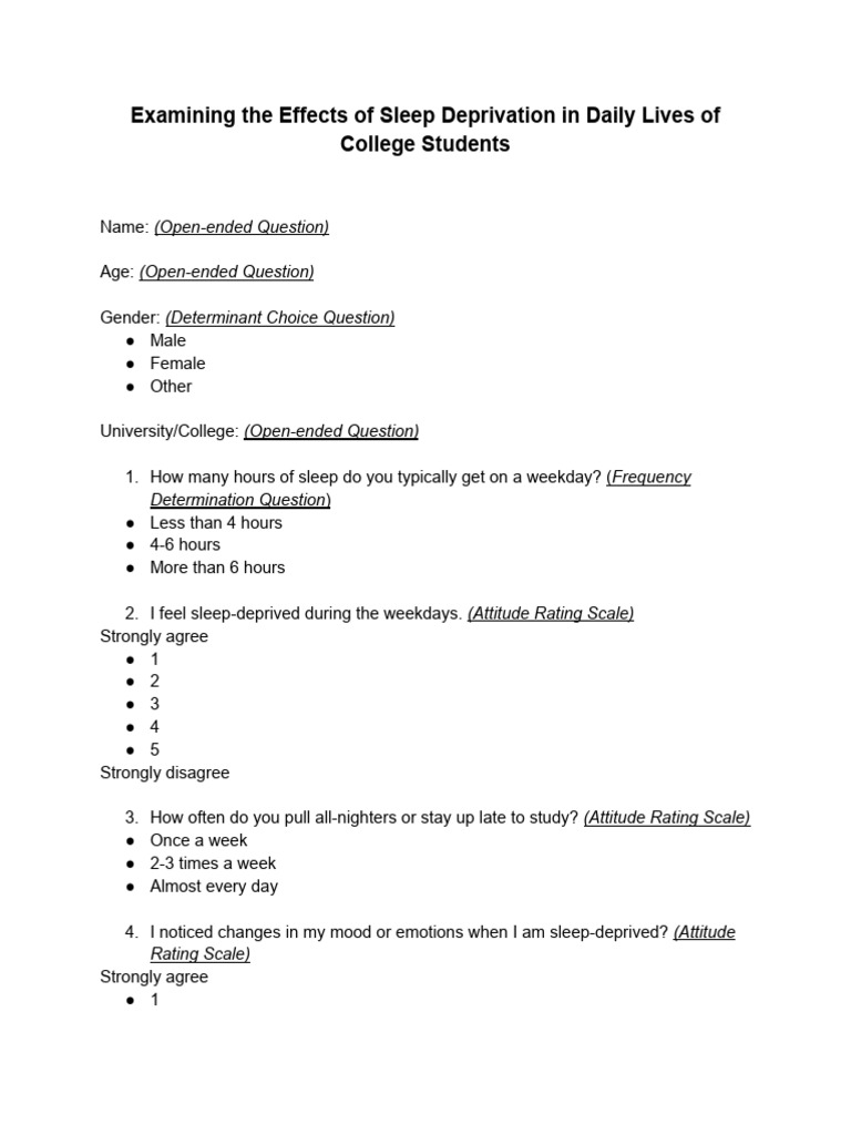 Examining The Effects of Sleep Deprivation in Daily Lives of College ...