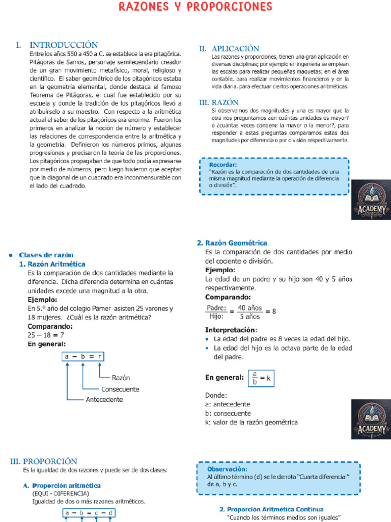 Razones y Proporciones en Matemáticas | PDF