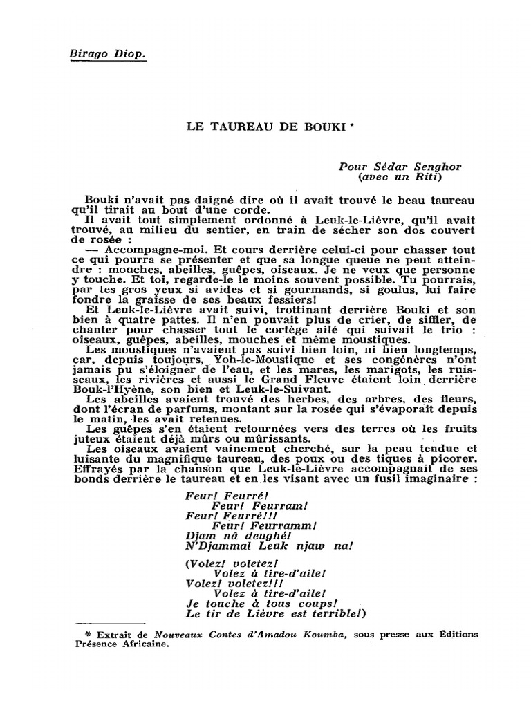 Le Taureau de Bouki | PDF