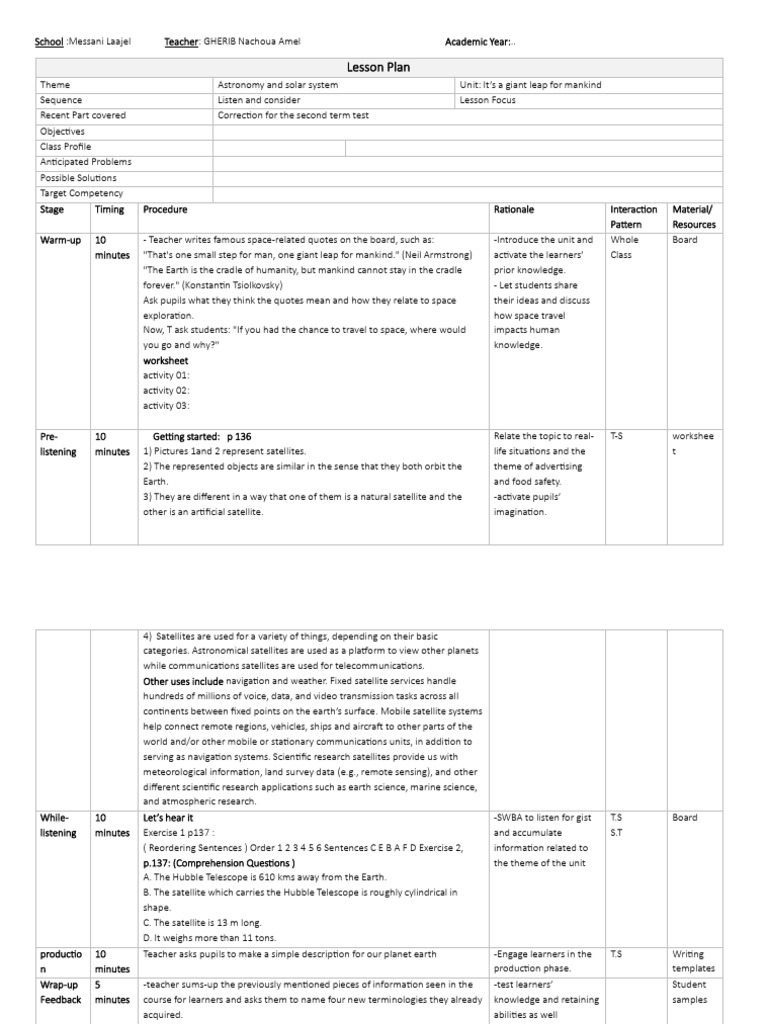 Astronomy Lesson Plan: Space Exploration | PDF | Jupiter | Planets