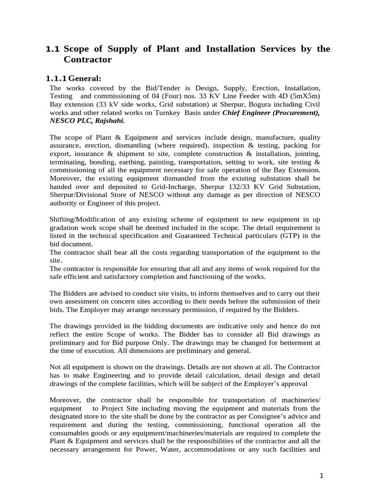 Scope GTP Specification Drawing of Sherpur Bogura 24-01-2025.Docx | PDF ...