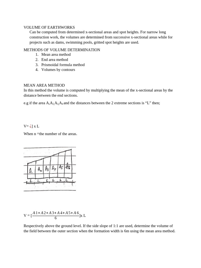 Earthworks Volume Calculation Methods | PDF | Area