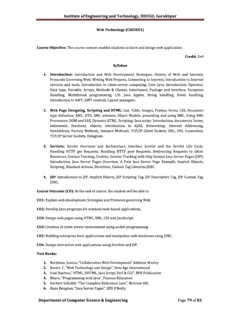 Web Technology Syllabus | PDF