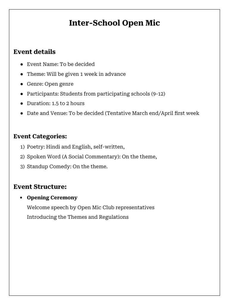 Open Mic Proposal | PDF