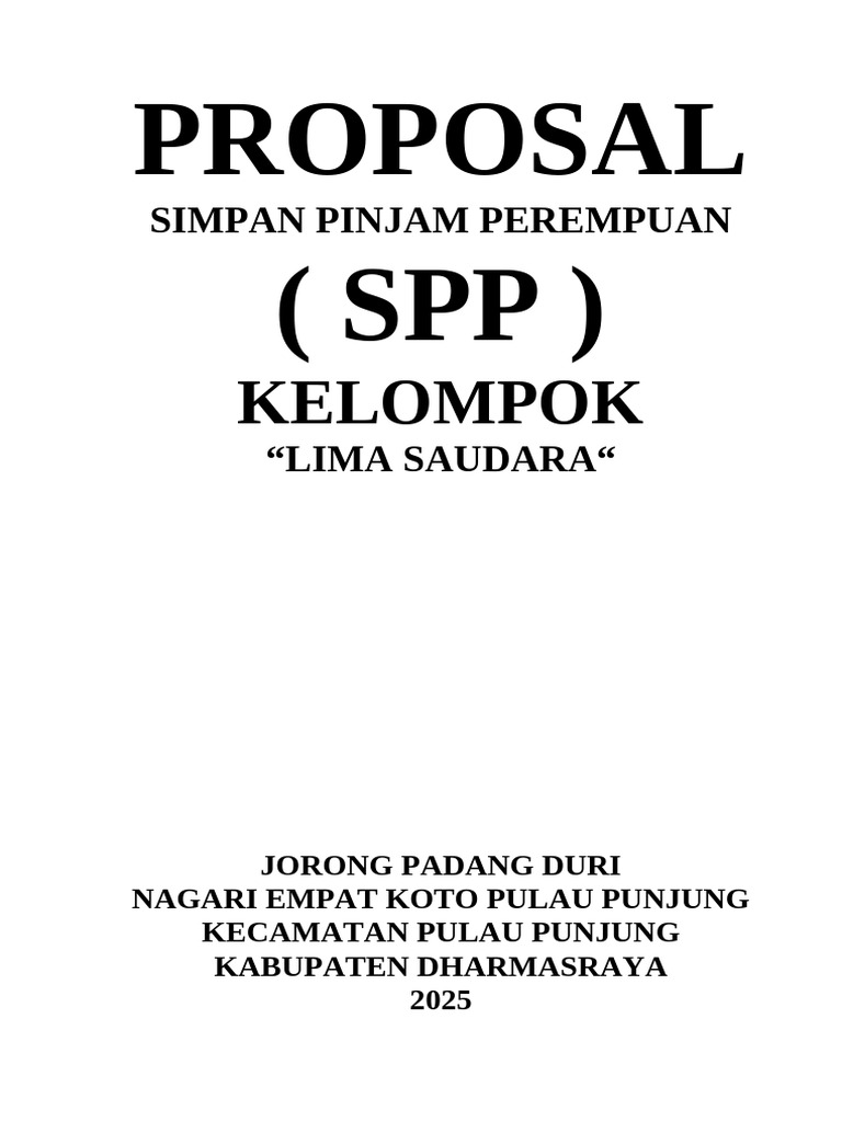 Proposal SPP Perempuan Lima Saudara 2025 | PDF