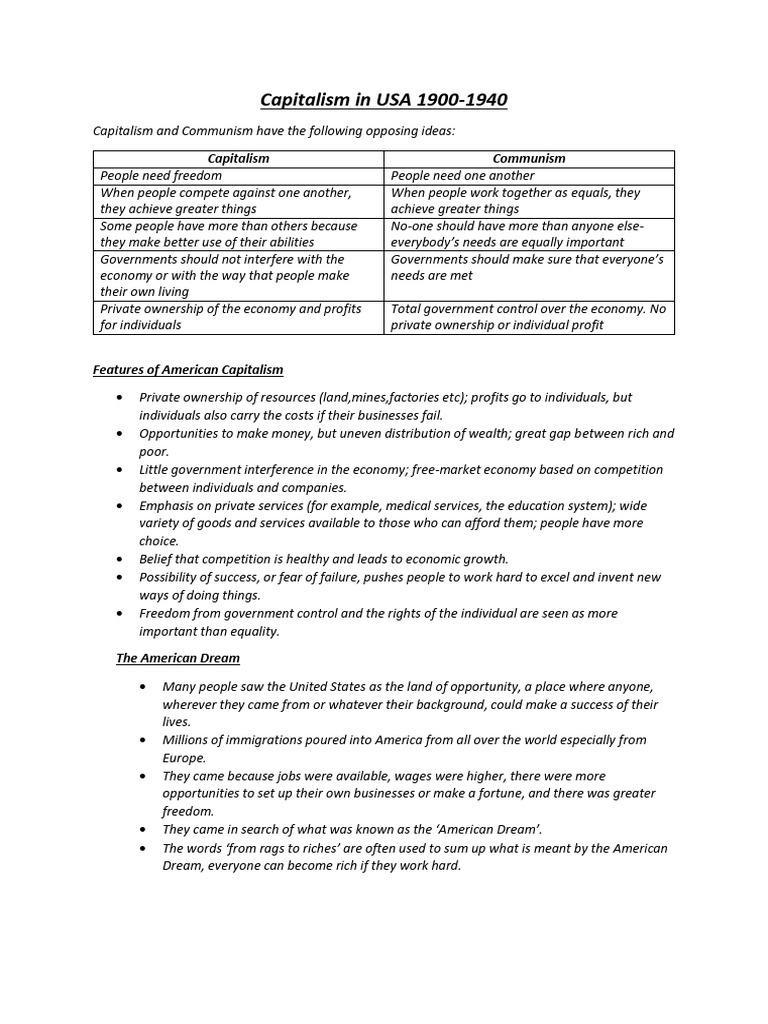 Capitalism in the USA: 1900-1940 Overview | PDF | New Deal | Unemployment