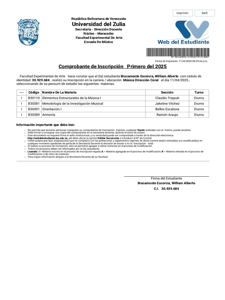 Comprobante Inscripción | PDF