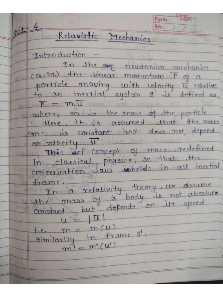 Relativity Unit 4 and 5 | PDF