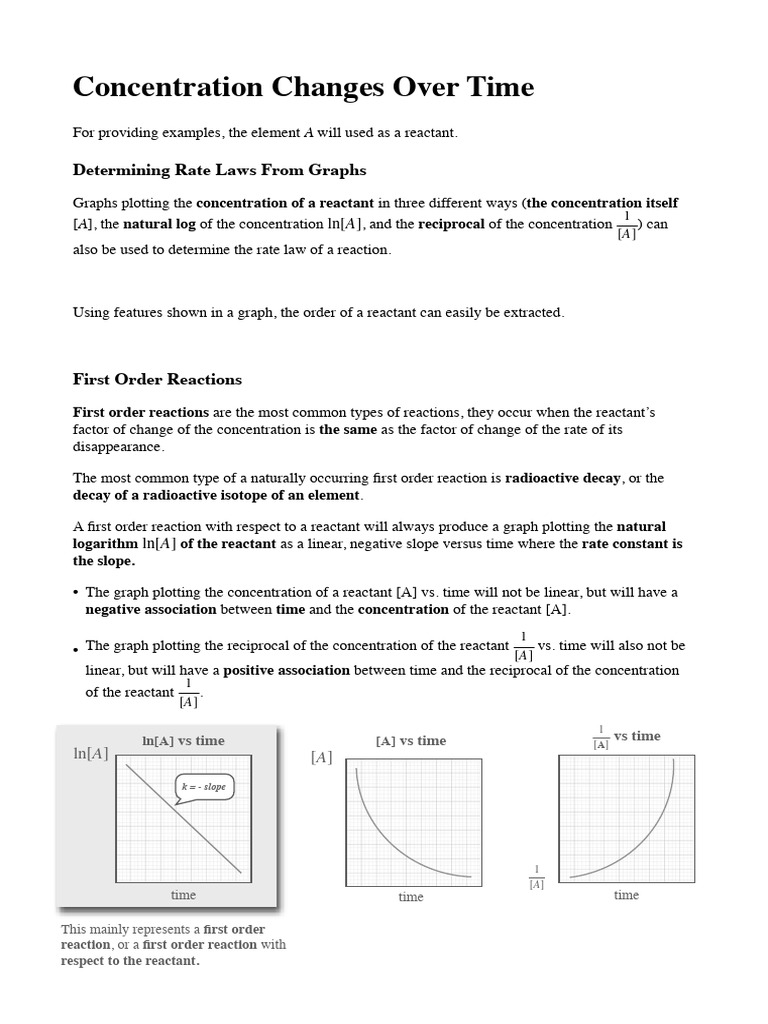 Concentration Changes Over Time | PDF | Chemistry