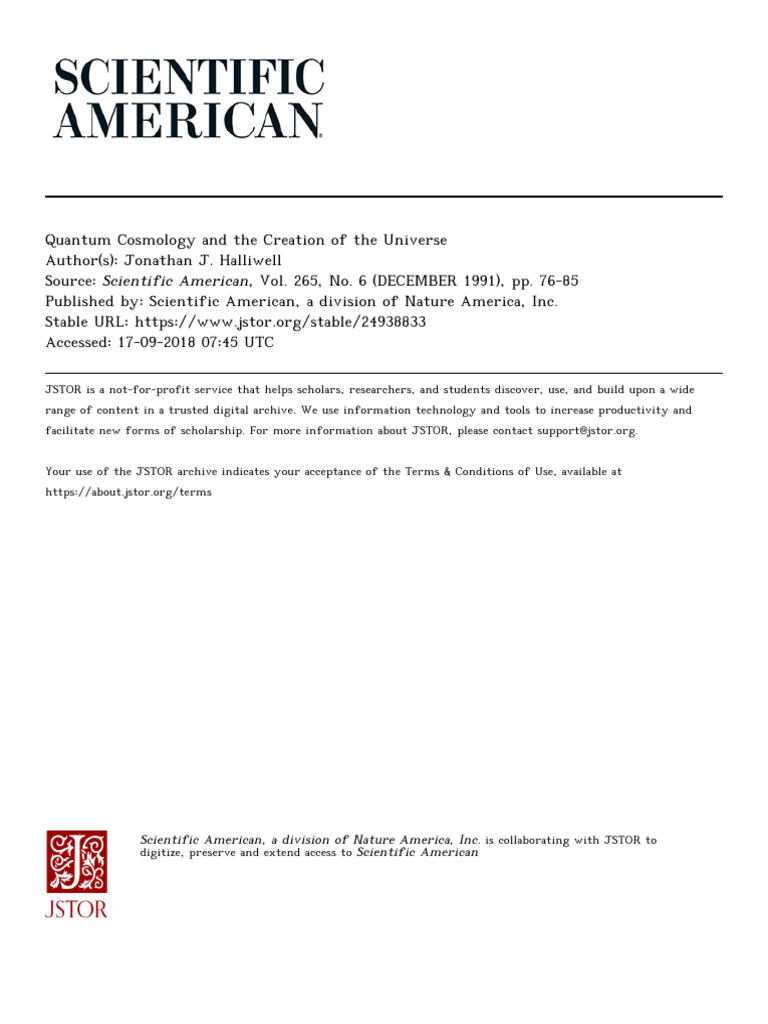 Quantum Cosmology and The Creation of The Universe | PDF | Quantum ...