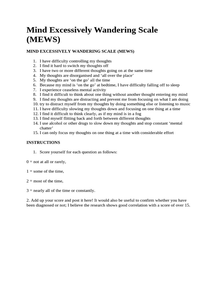 Mind Excessively Wandering Scale | PDF