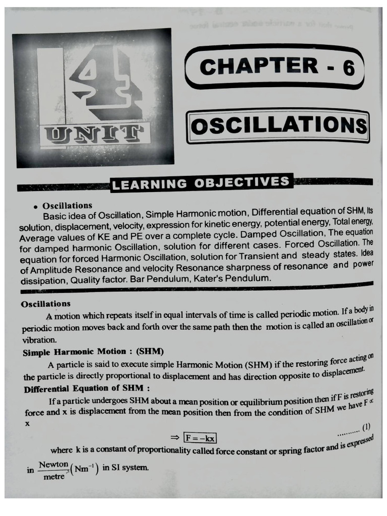 Oscillation BSC Mechanics 1st Year | PDF