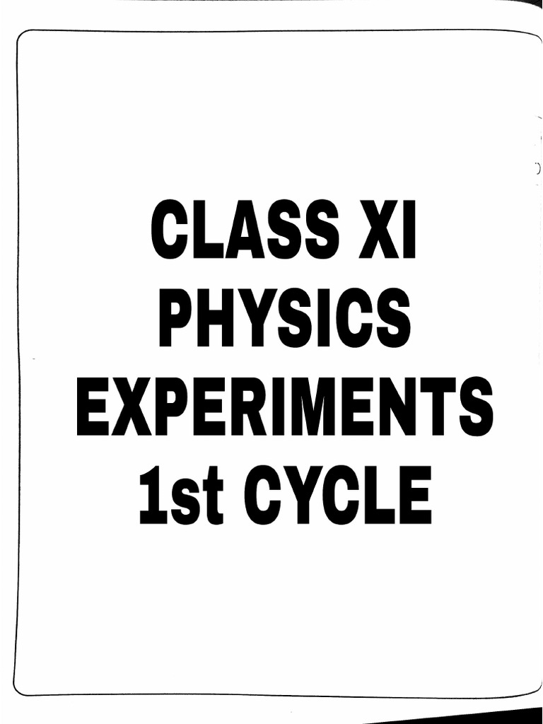 Class XI Physics Experiments 2st Cycle | PDF
