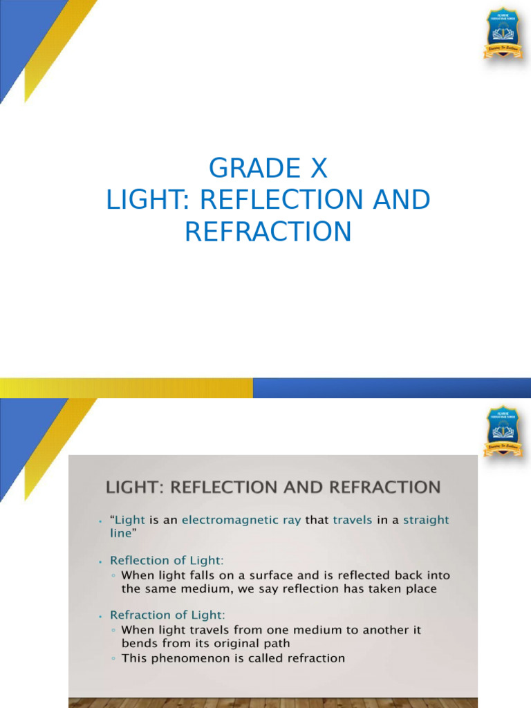 GRADE X Light Reflection and Refraction | PDF