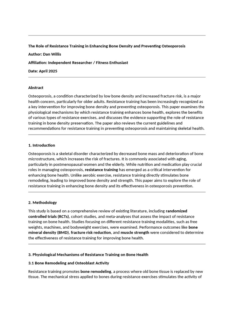 The Role of Resistance Training in Enhancing Bone Density and ...