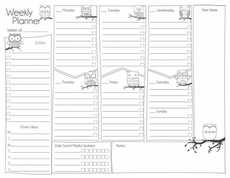 Owl Weekly Planner | PDF
