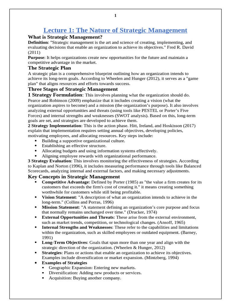Strategic Management Overview and Benefits | PDF | Strategic Management | Goal