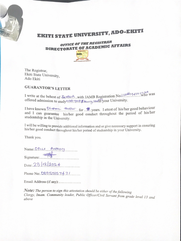 Guarantor Letter | PDF