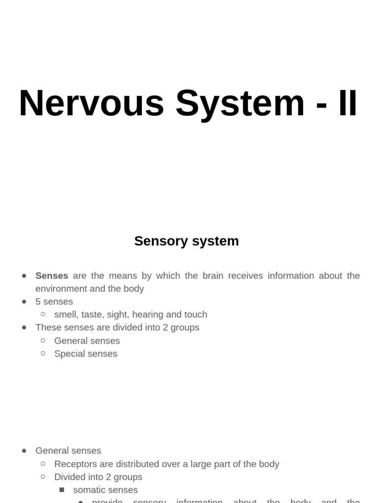 5.Nervous System - Part 2 (1) | PDF | Somatosensory System | Senses