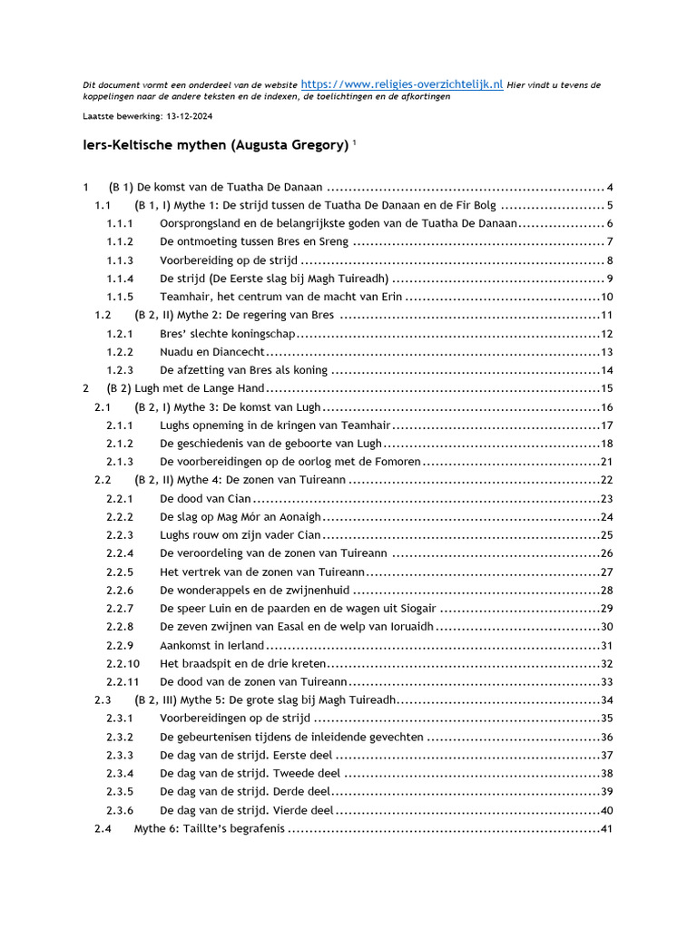 Iers-Keltische Mythen (Augusta Gregory) | PDF