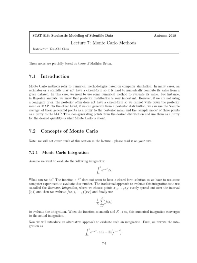 Complex Analysis Lec7 - MCMC | PDF | Estimator | Monte Carlo Method