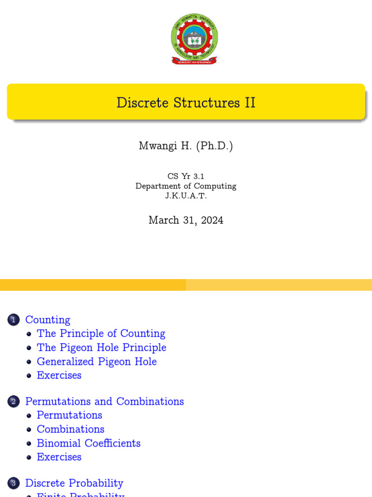 Discrete Structures Lecture 3 | PDF | Combinatorics | Function (Mathematics)