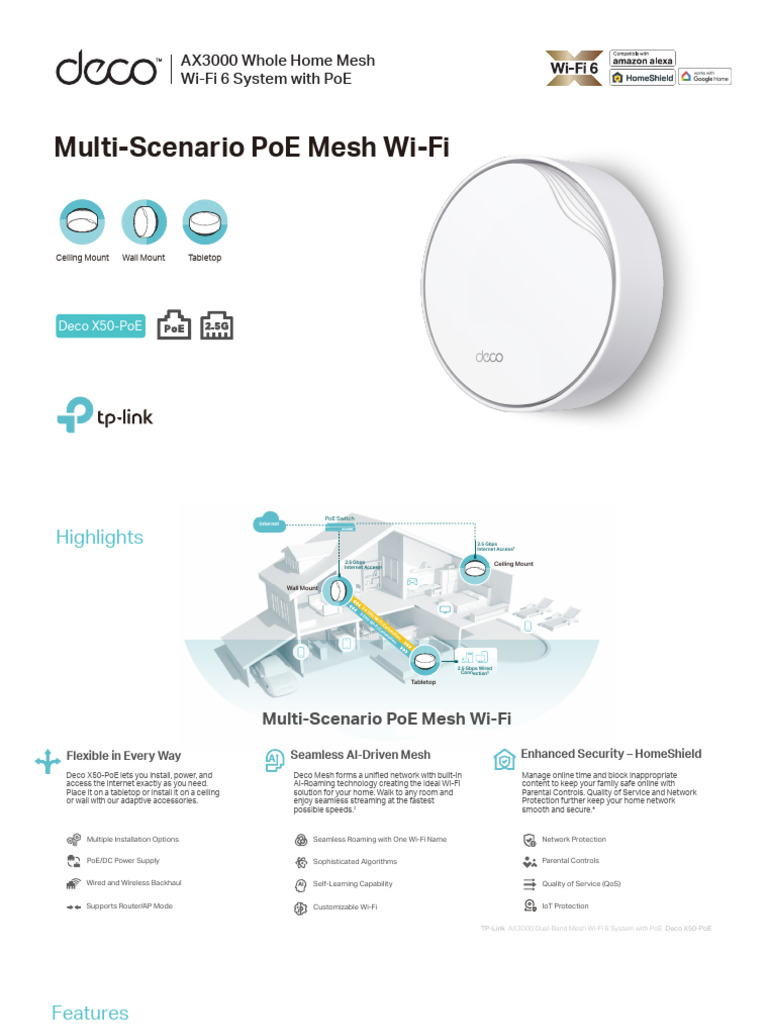 Deco X50-PoE Specifications Overview | PDF | Wi Fi | Ieee 802.11