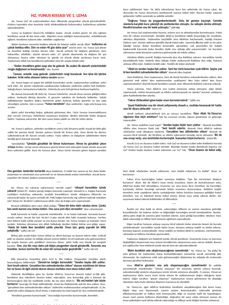 HZ YUSUF 1. LEMA (Onarıldı) | PDF