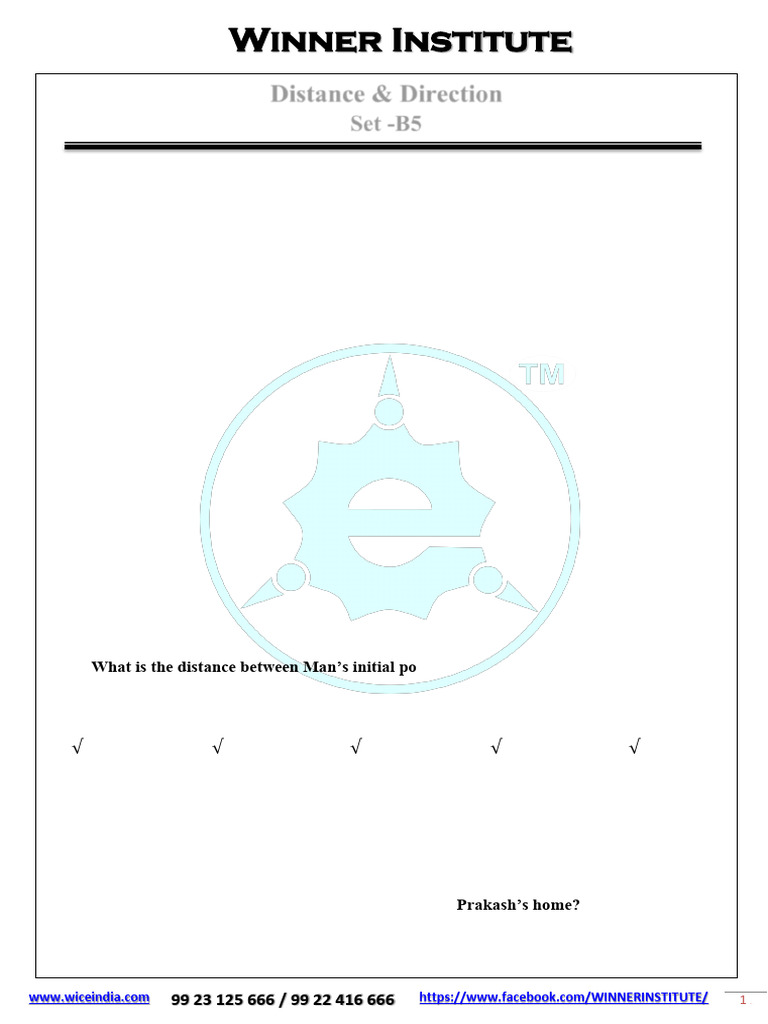 Distance & Direction B5 Solution | PDF