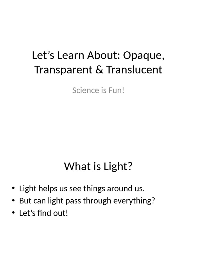 Opaque Transparent Translucent Class5 | PDF