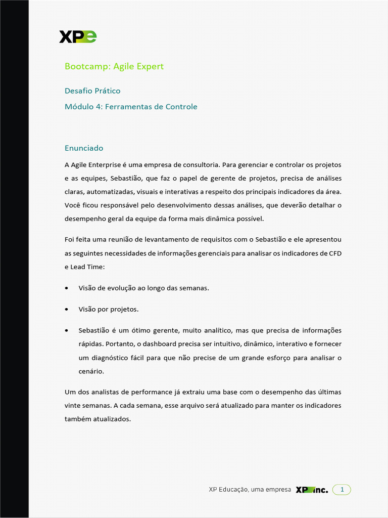 Enunciado do Desafio - Módulo 4 - Bootcamp Agile Expert-2 | PDF