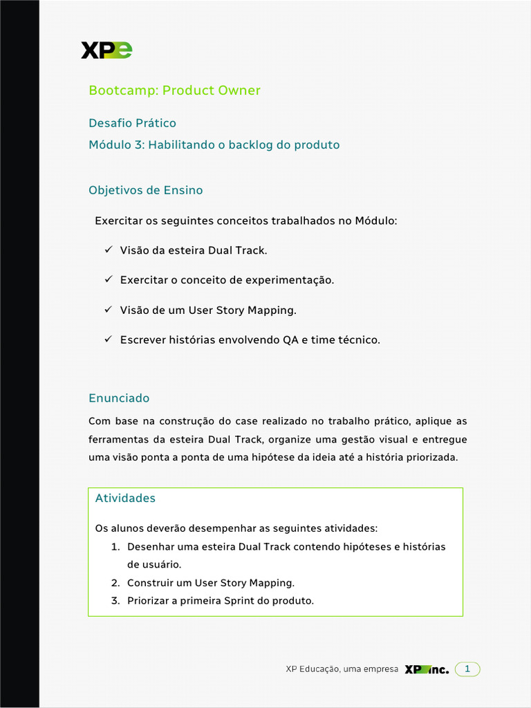Enunciado Do Desafio - Módulo 3 - Bootcamp Product Owner | PDF