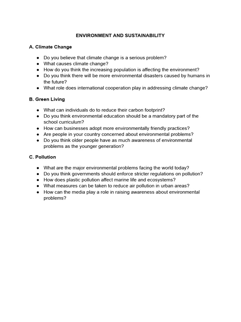IELTS SPEAKING PART 3-Environment | PDF