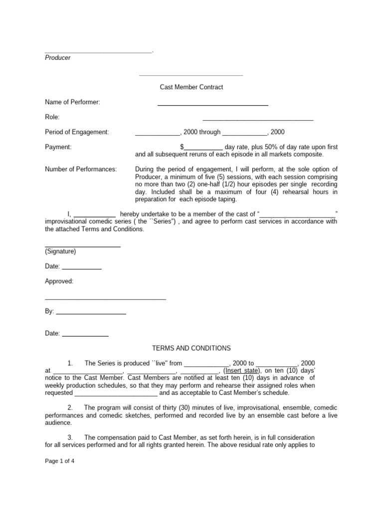 Cast Member Contract US-KWP-0041 | PDF | Copyright | Indemnity