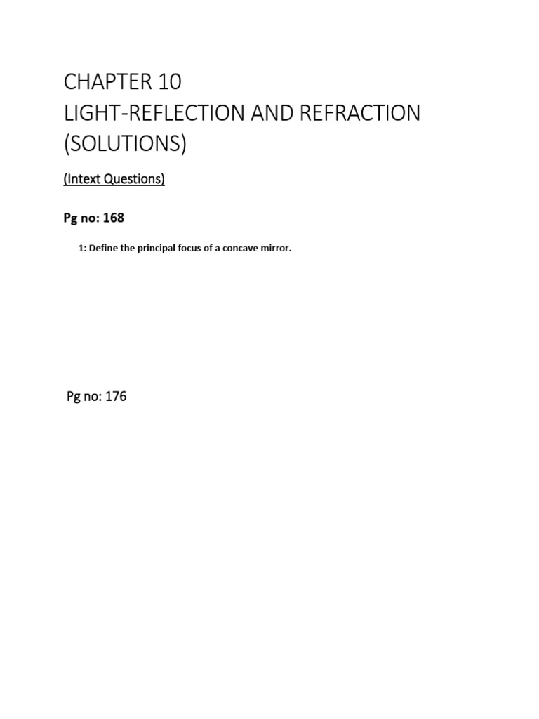 Chapter 10 Light - Ncert Solutions (3) | PDF | Mirror | Electrodynamics