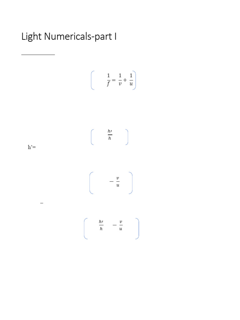 Light Numericals Part I | PDF | Electromagnetic Radiation | Light