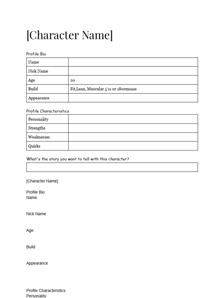 Character Template | PDF
