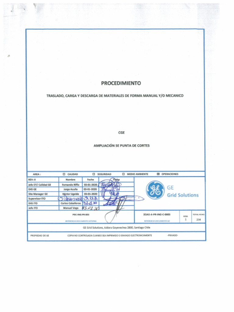 PDC-ING-PR-002_Rev_0_Traslado Carga y Descarga de Materiales | PDF | Evaluación de riesgos