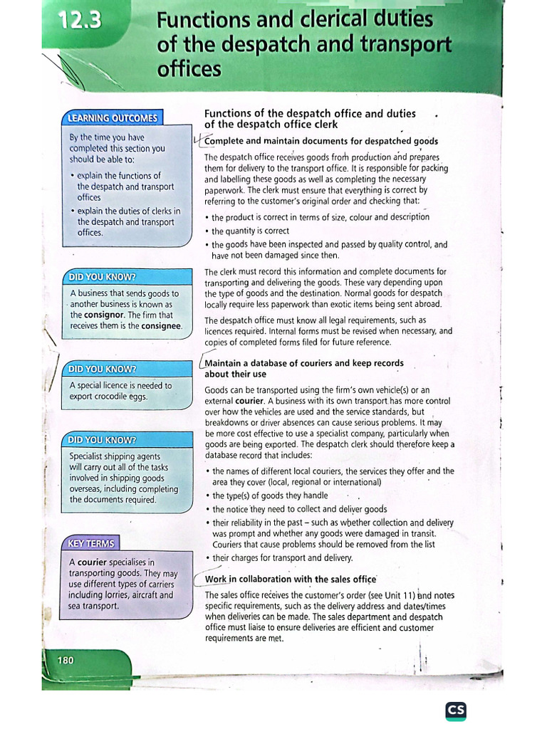 Despatch and Tramsport | PDF